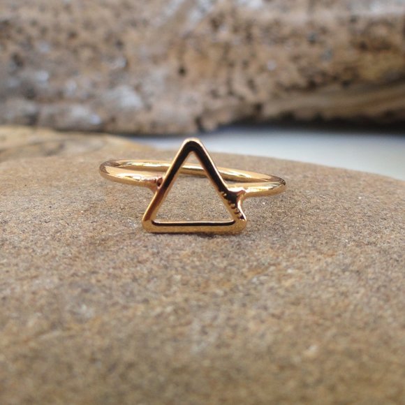 Handmade | Jewelry | Stackable Gold Geometric Hollow Triangle Ring ...